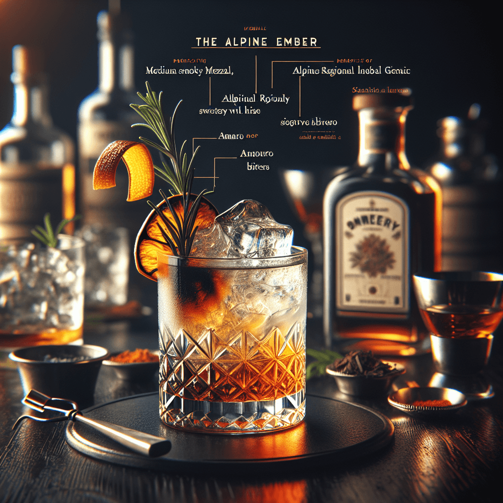 Alpine Ember, sophisticated, bracing, and complex cocktail