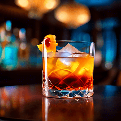 Amber Drift, Contemporary whiskey cocktail with warm caramel notes