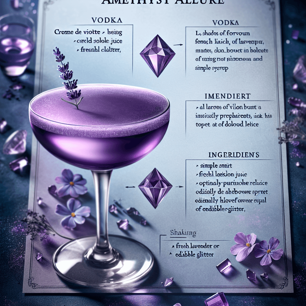 Amethyst Allure, Vibrant cocktail inspired by amethyst gemstones