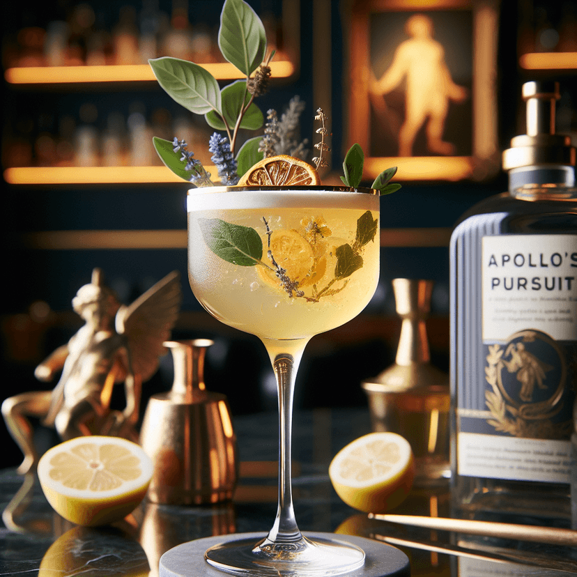 Apollo's Pursuit, Mythological cocktail with floral, herbal, and citrus ...