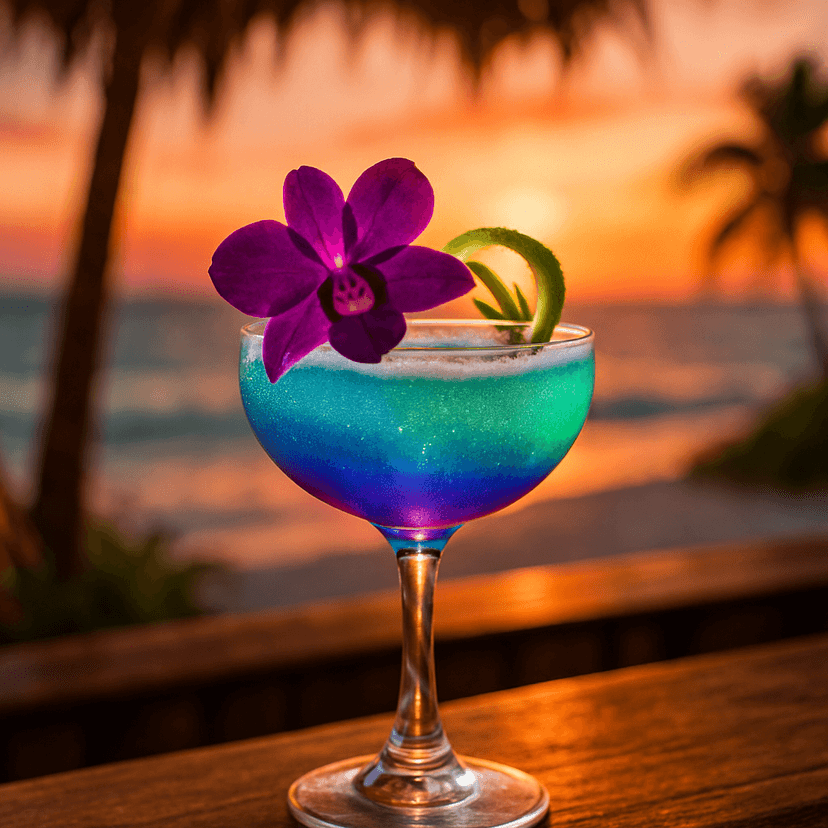 Aurora's Twilight, Vibrant cocktail inspired by the northern lights