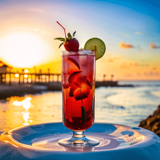 Aztec Garden, Vibrant, layered cocktail with tequila, strawberries, and ...