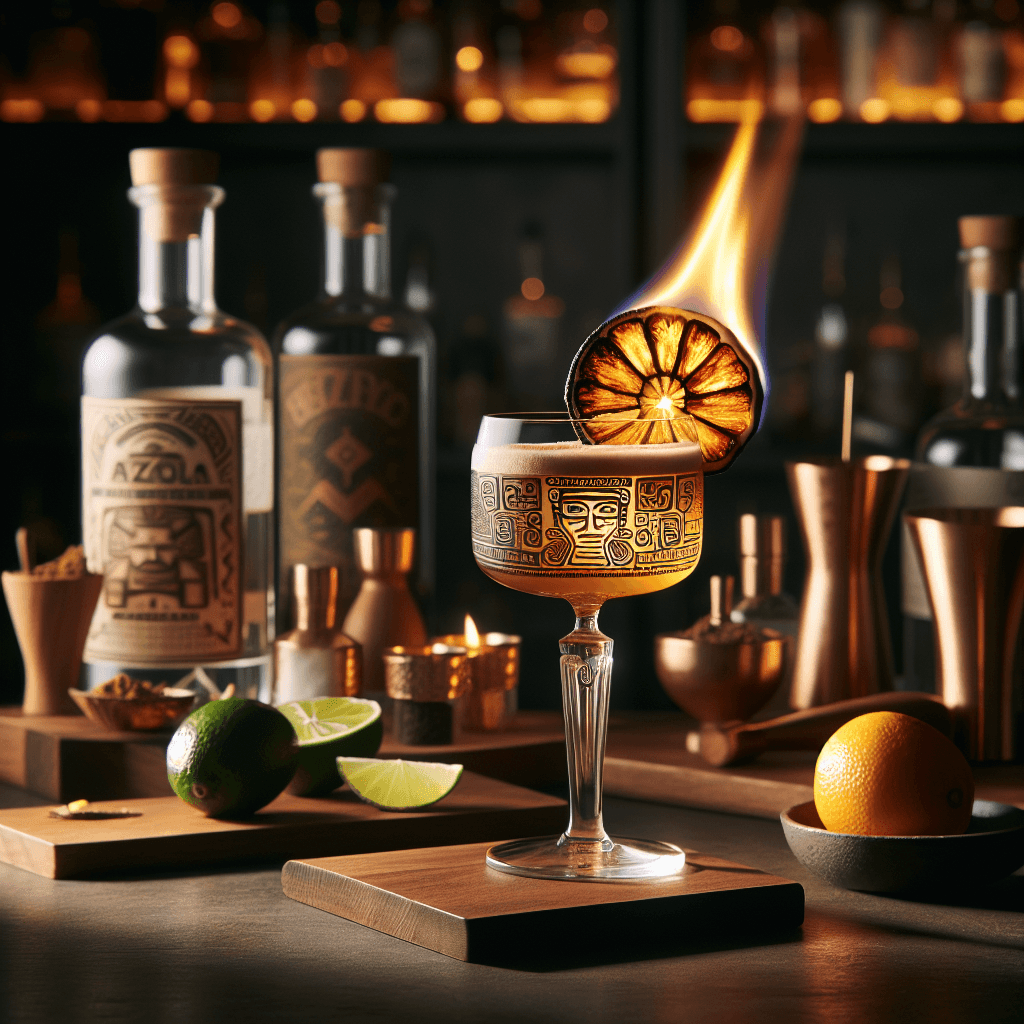 Aztec Sunfire, Bold tequila cocktail with smoky and citrus notes