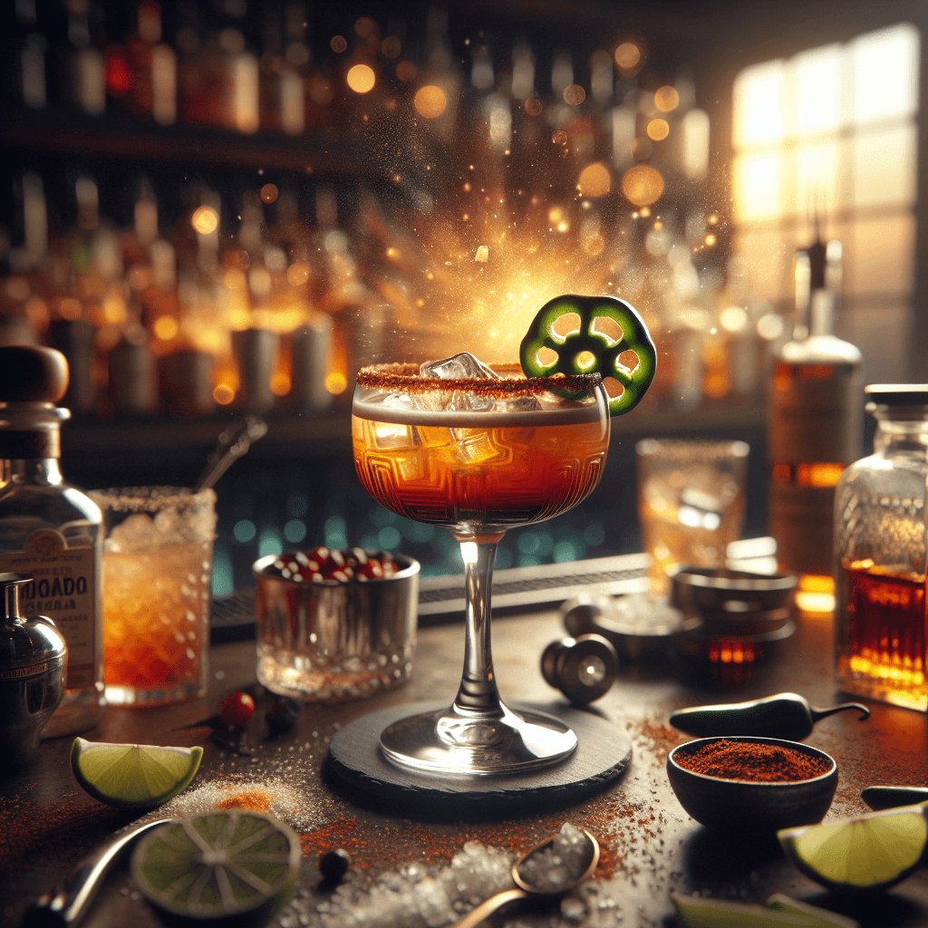 Aztec Sunset, Vibrant Aztec Sunset cocktail with Mexican flavors