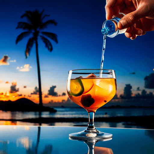 Azure Elixir, Vibrant blue cocktail with vodka and sour punch straws