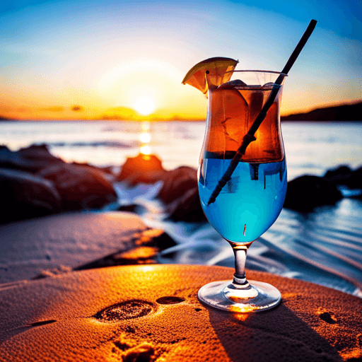 Azure Serenity, Captivating cocktail with grape vodka and blue curaçao