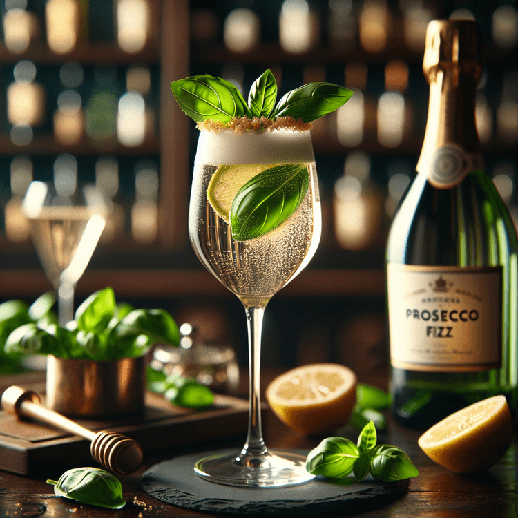 Basil Prosecco Fizz, Refreshing basil prosecco fizz cocktail