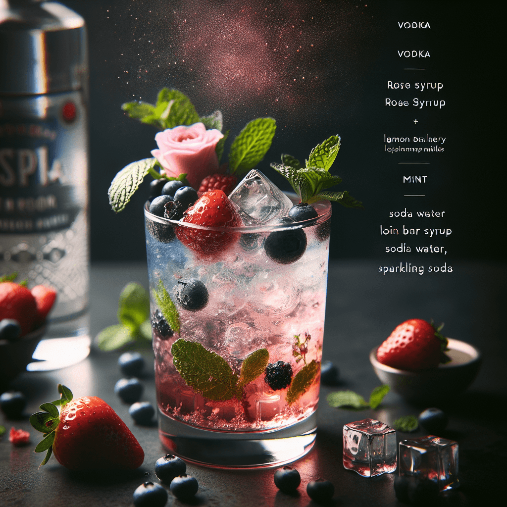 Berry Blossom Fizz, Refreshing cocktail with berries, rose syrup, mint ...