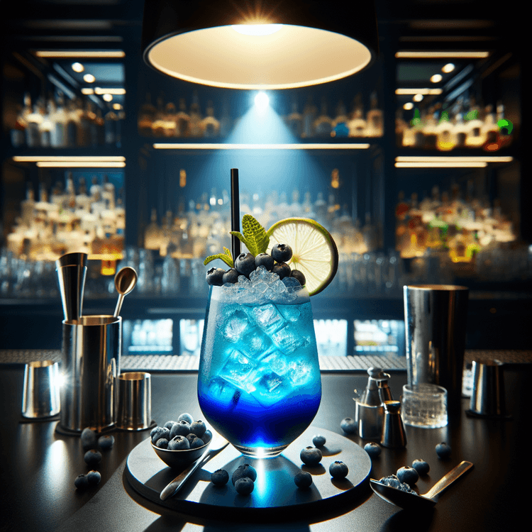 Blue Moonlit Dance Captivating Cocktail Capturing Essence Of Night Sky