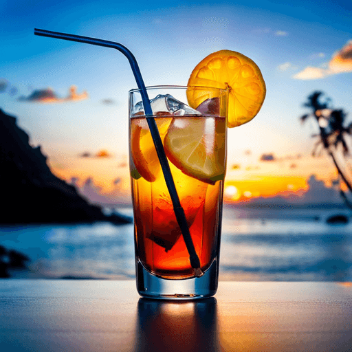 Caribbean Sunset Tea, tropical twist on classic Long Island Iced Tea