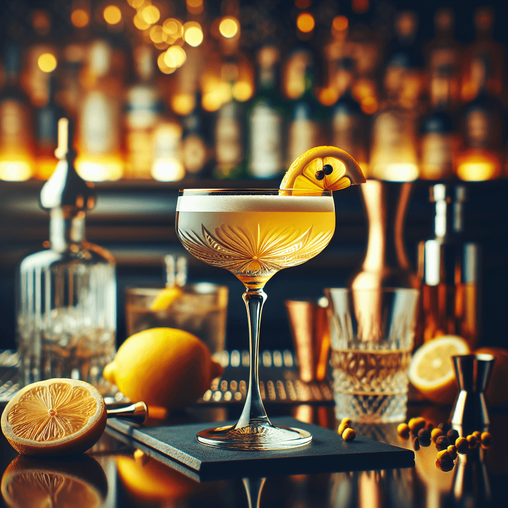 Cosmic Lemon Bliss, A zesty and elegant cocktail