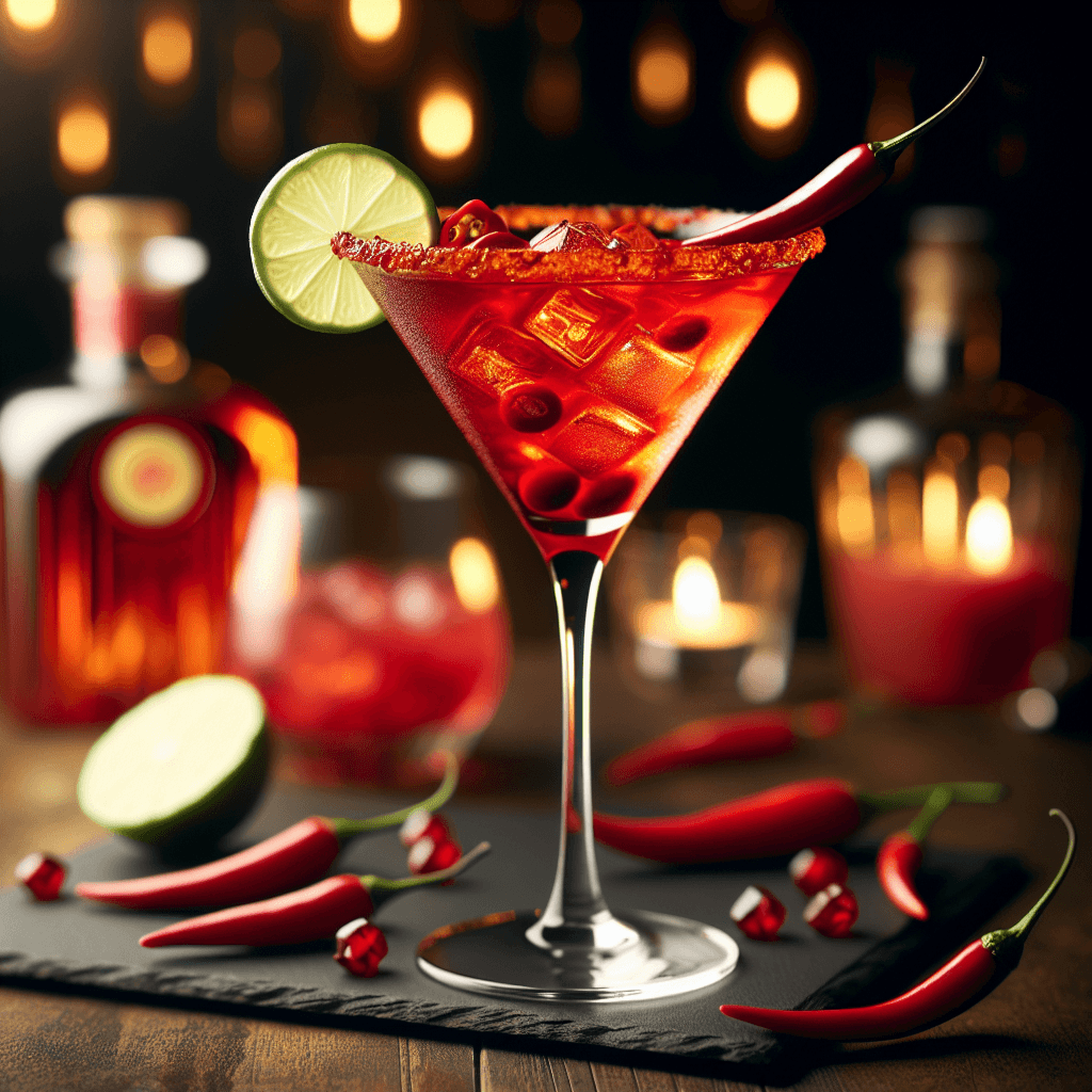 Crimson Blaze Martini, Fiery, visually stunning cocktail with a spicy ...