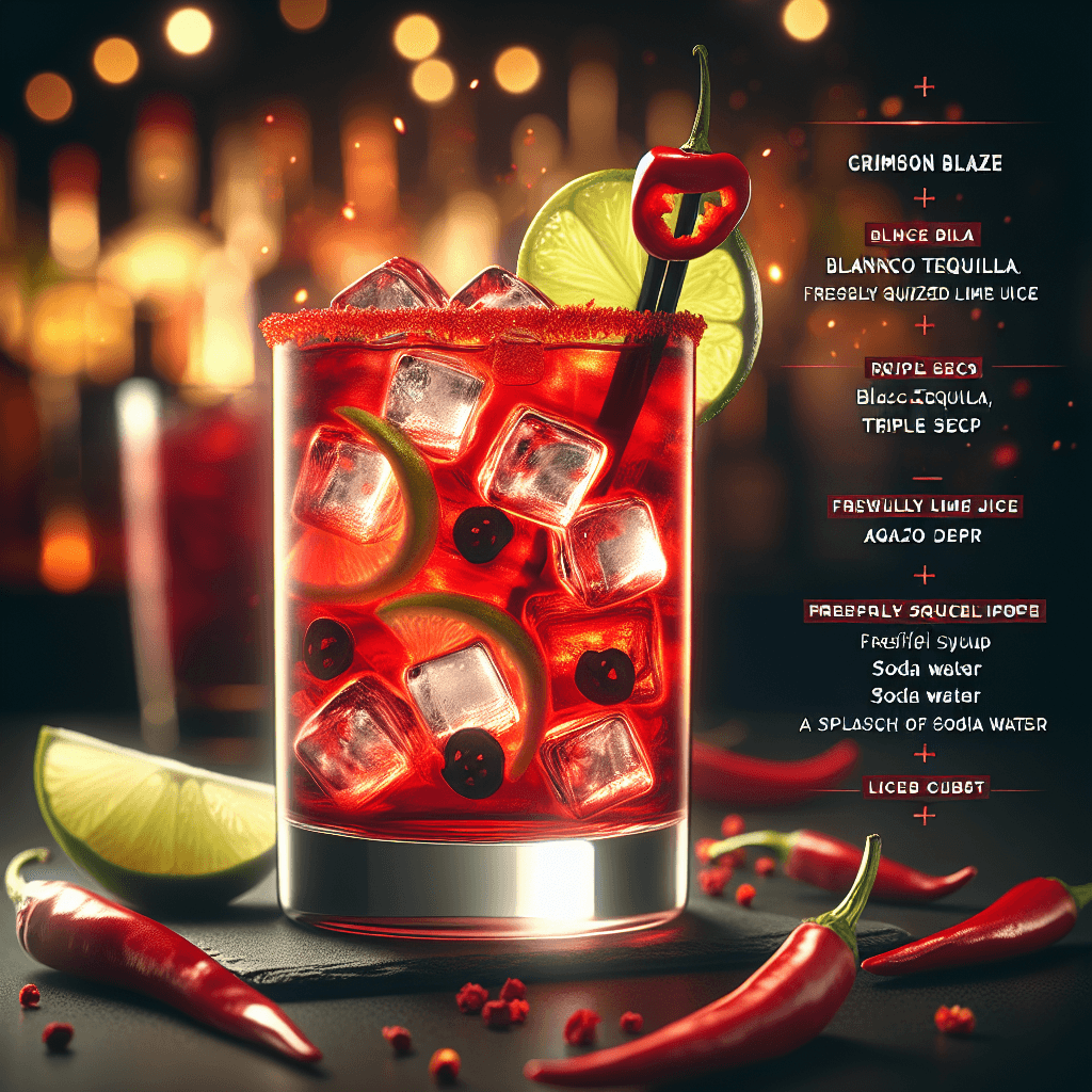 Crimson Blaze, Spicy tequila cocktail with chili and sweetness