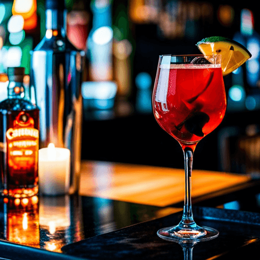 Crimson Enchantment, Bright red gin cocktail with strawberry ...