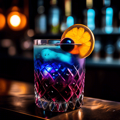 Cursed Midnight Elixir, Dark, mysterious cocktail with rich, spicy notes