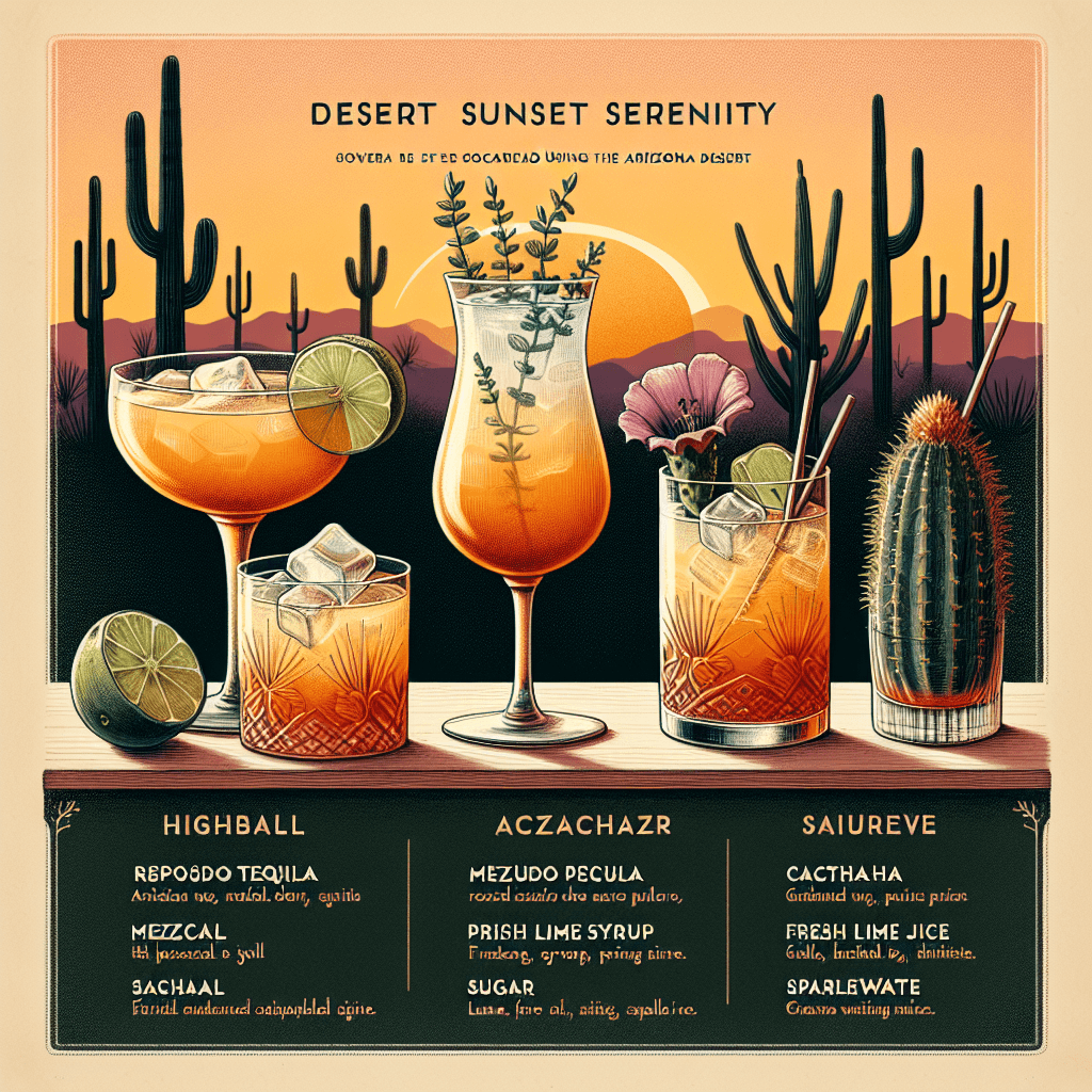 Desert Sunset Serenity, Arizona desert-inspired cocktails flight