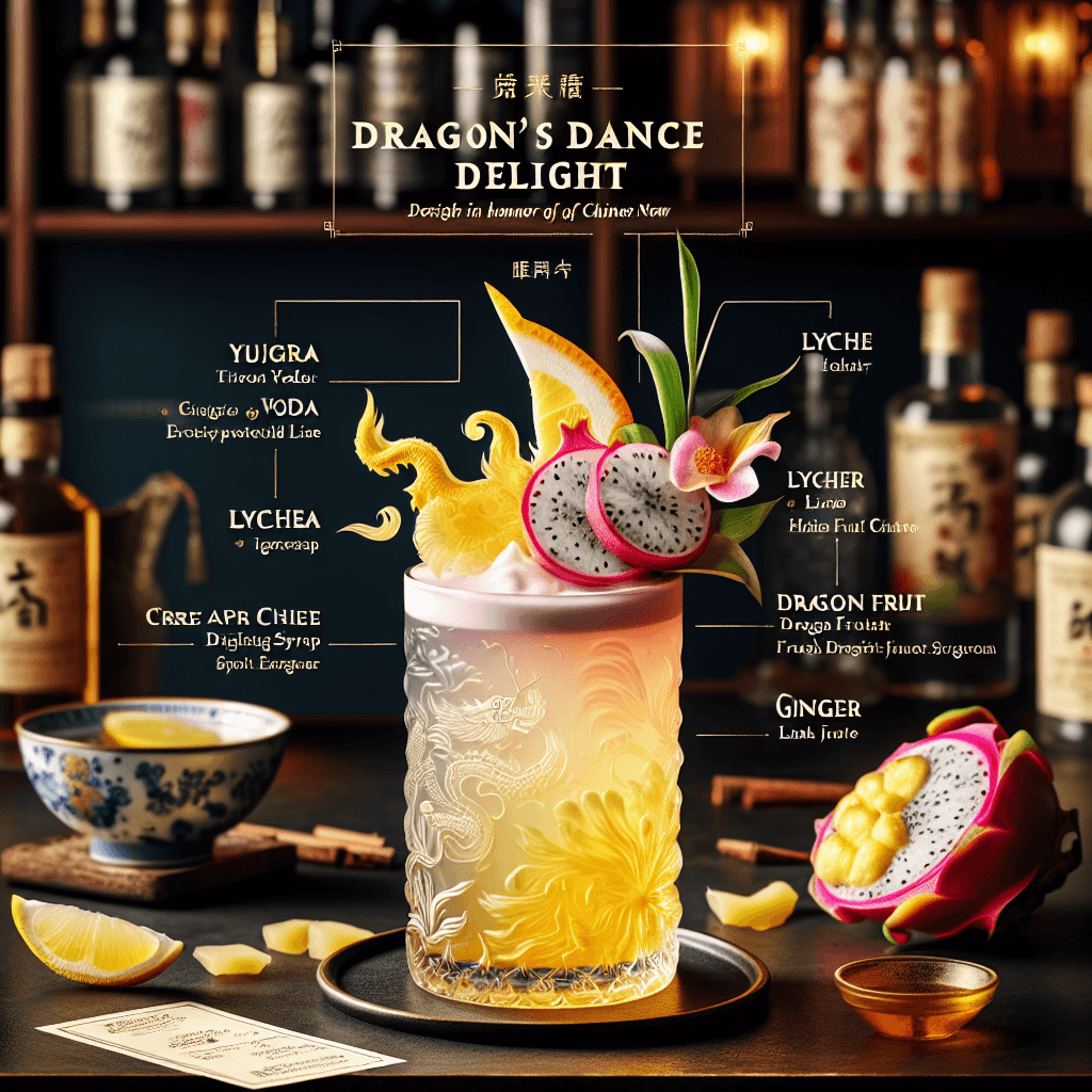 Dragon's Dance Delight, Exotic cocktail for Chinese New Year celebration