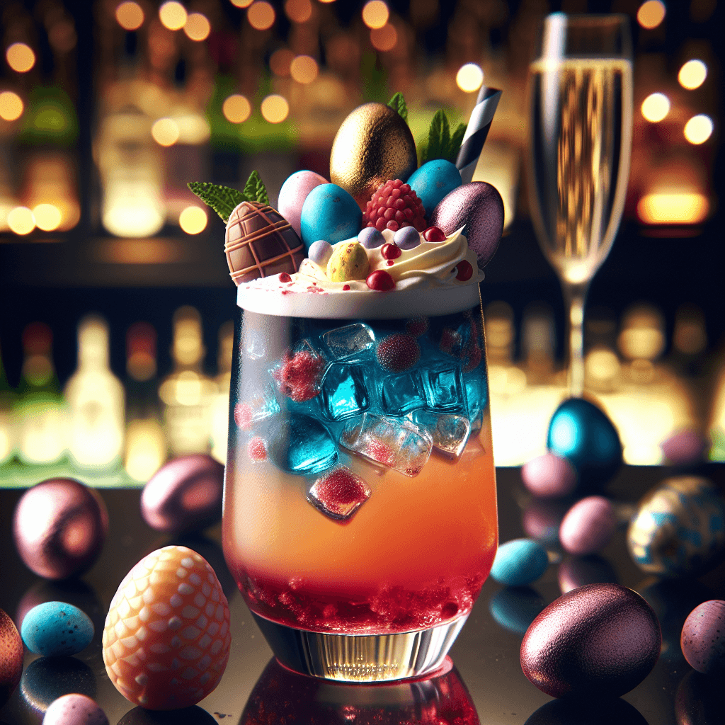 Easter Egg Spritzer, Festive Easter cocktail with Prosecco and candy eggs
