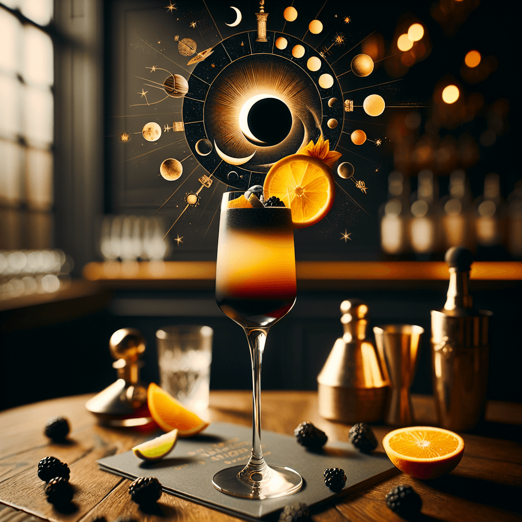 Eclipse Shadow Fizz, Dark and bright cocktail inspired by solar eclipse