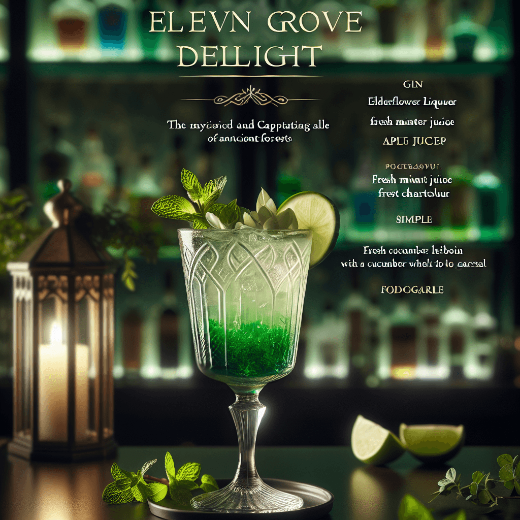 Elven Grove Delight, Enchanting green cocktail inspired by elven forests