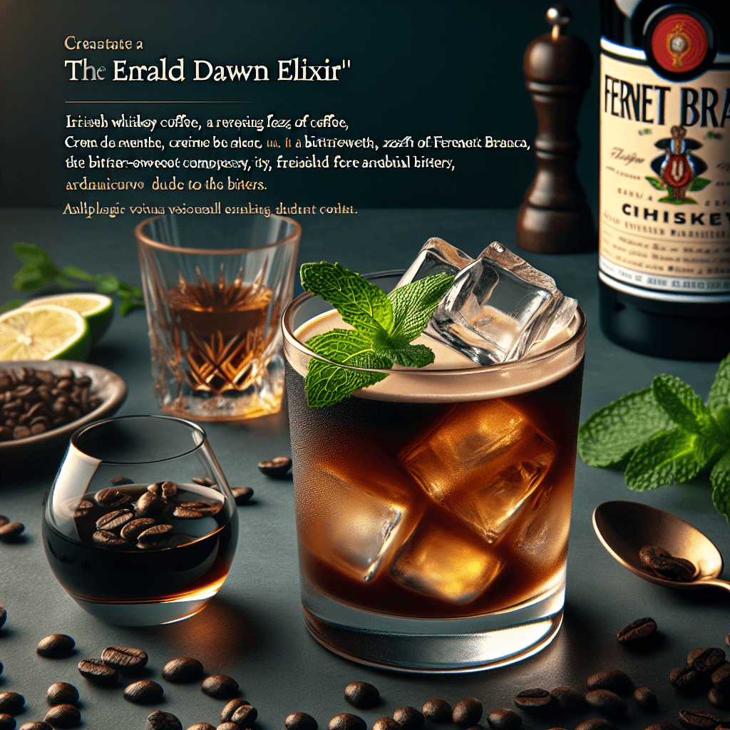 Emerald Dawn Elixir, Sophisticated coffee cocktail with Irish whiskey ...