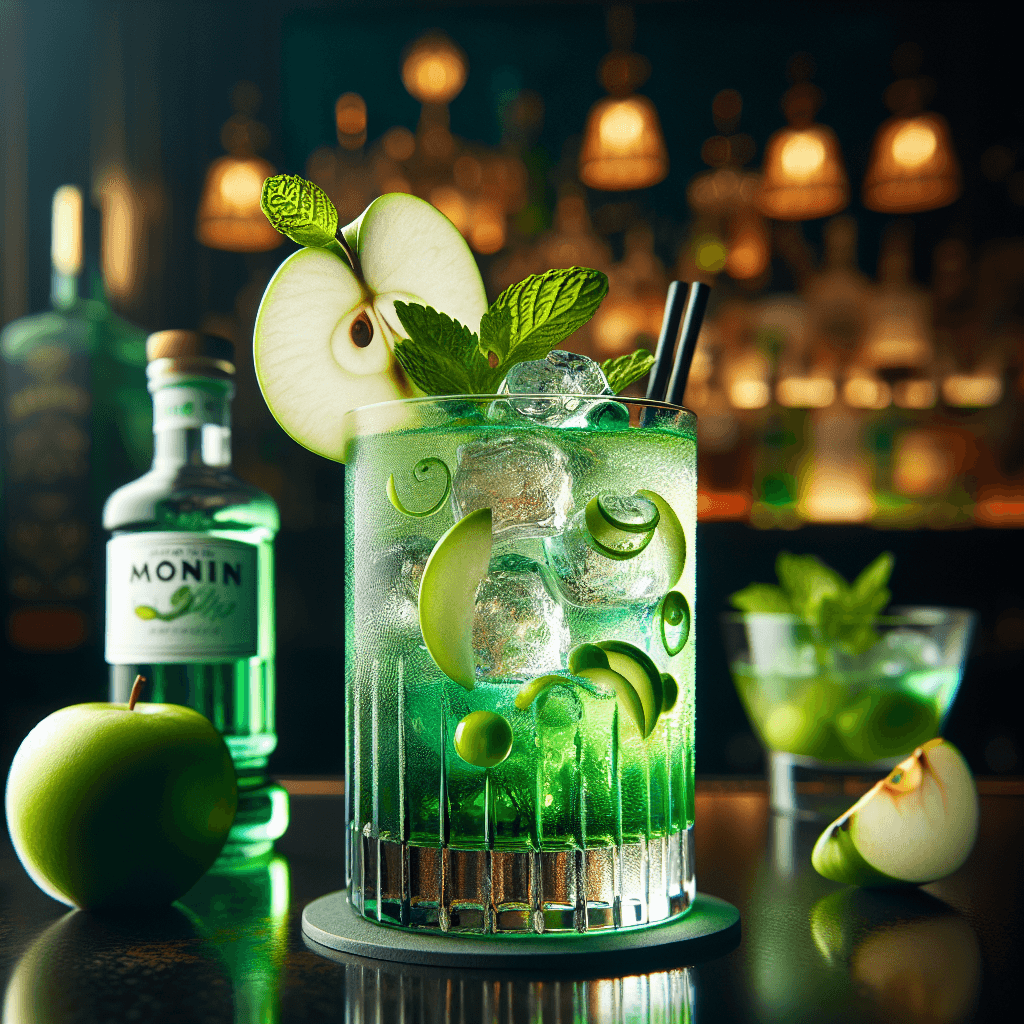 Emerald Orchard Fizz, Refreshing green apple gin cocktail with lime and ...