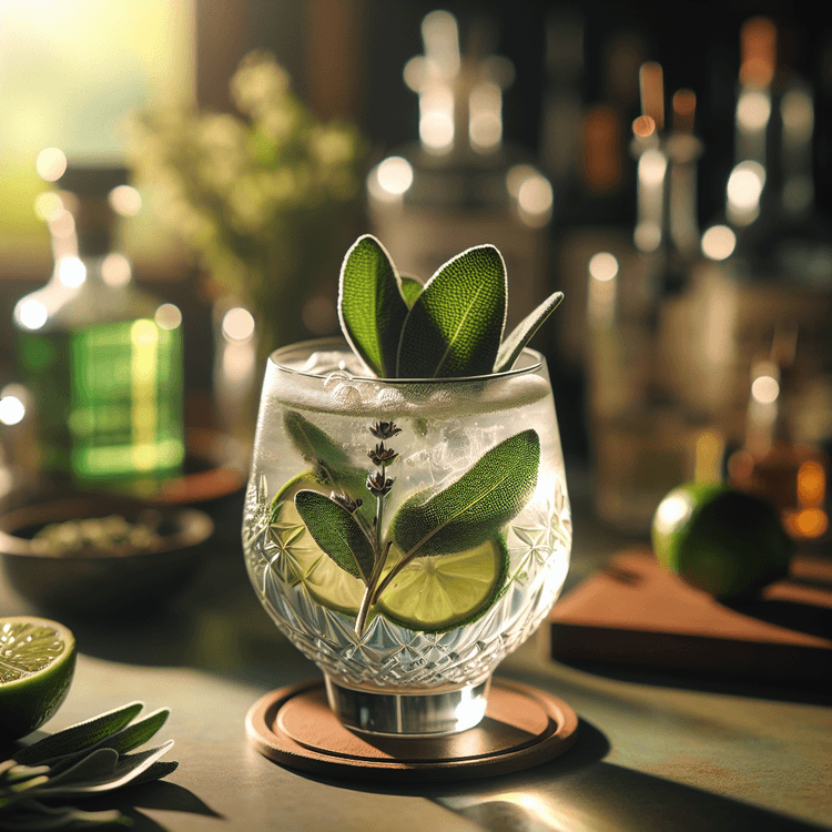 Emerald Sage Elixir, Herbal and citrus gin cocktail with sage and ...