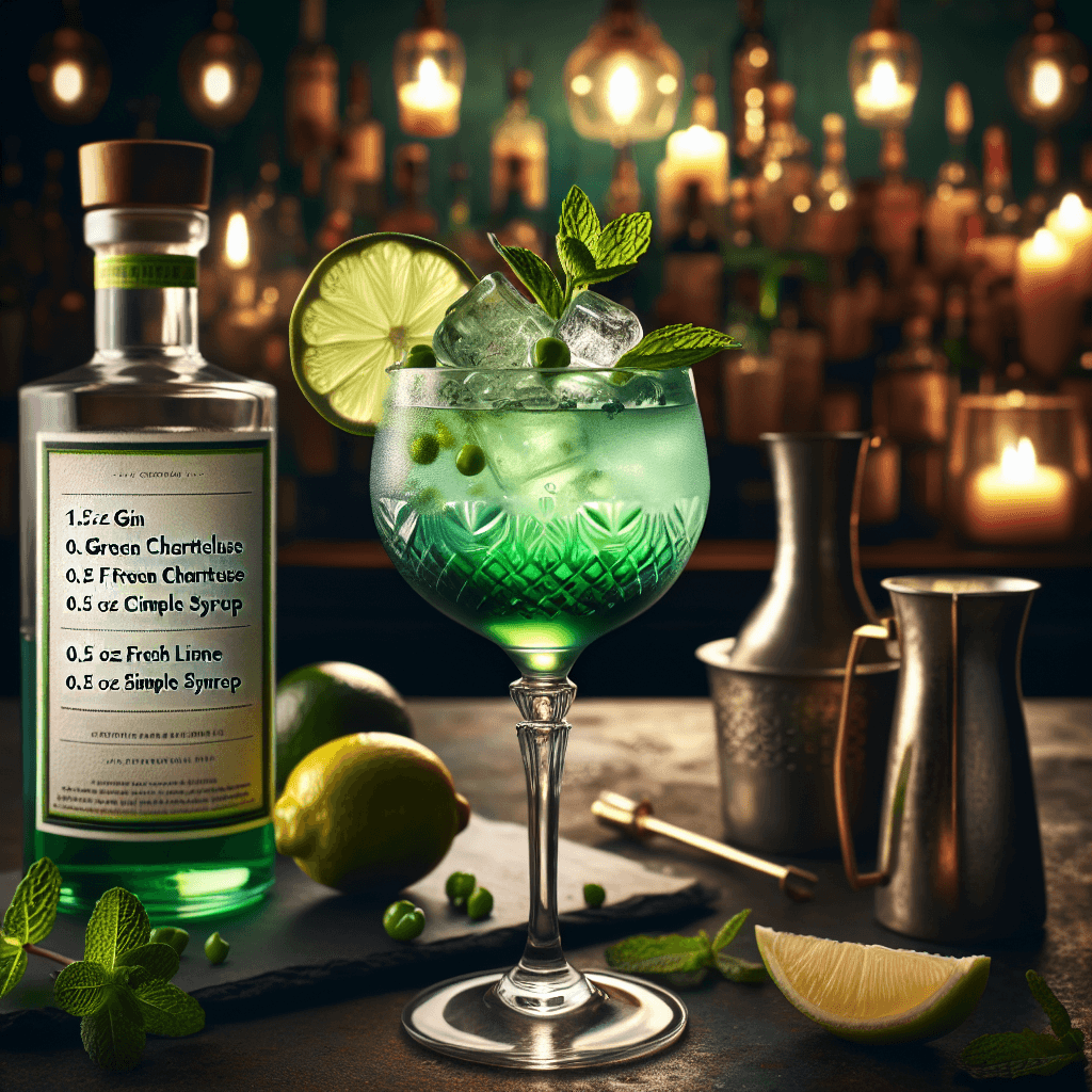 Emerald Twilight, Luminous herbaceous cocktail with green chartreuse ...
