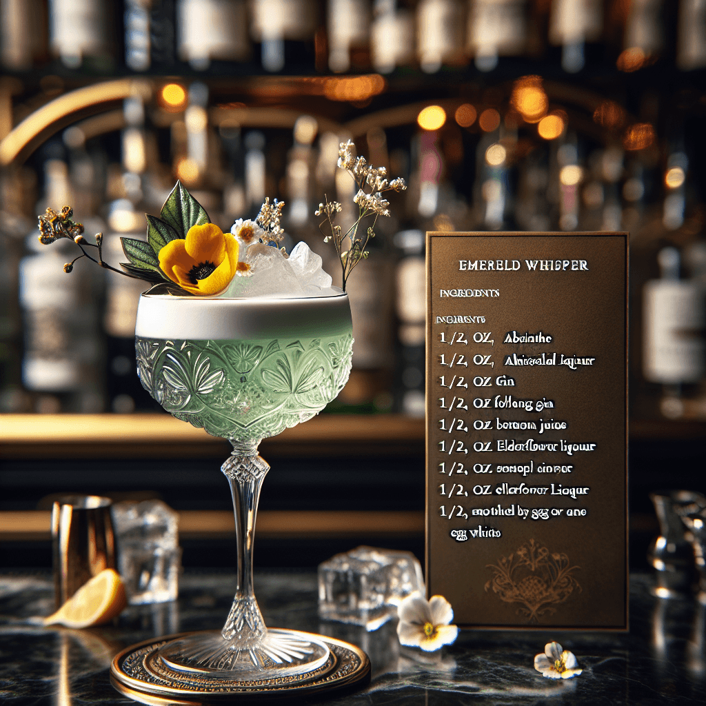 Emerald Whisper, Enchanting cocktail with absinthe, gin, elderflower ...