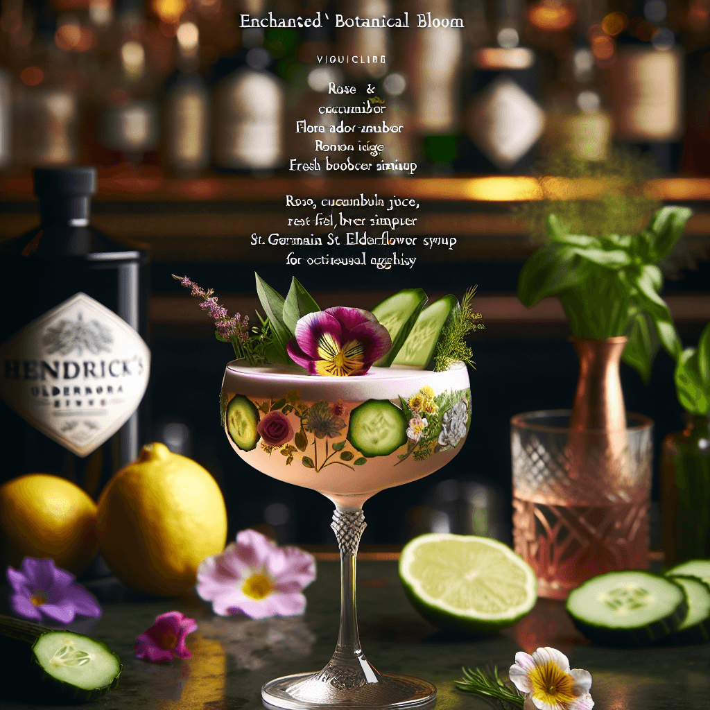Enchanted Botanical Bloom, Cocktail capturing the essence of a ...
