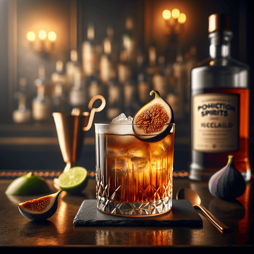 Fig & Smoke Elegance, Luxurious cocktail with fig, chocolate, and ...