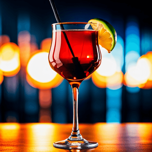 Flaming Ruby Sizzle, Fiery cocktail with spicy kick and bright red allure