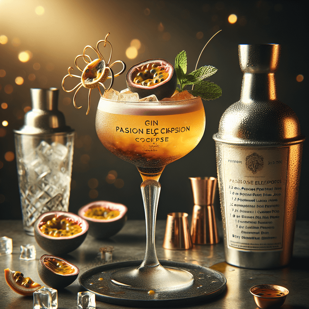 Gin Passion Eclipse, Vibrant gin cocktail with passion fruit and floral ...