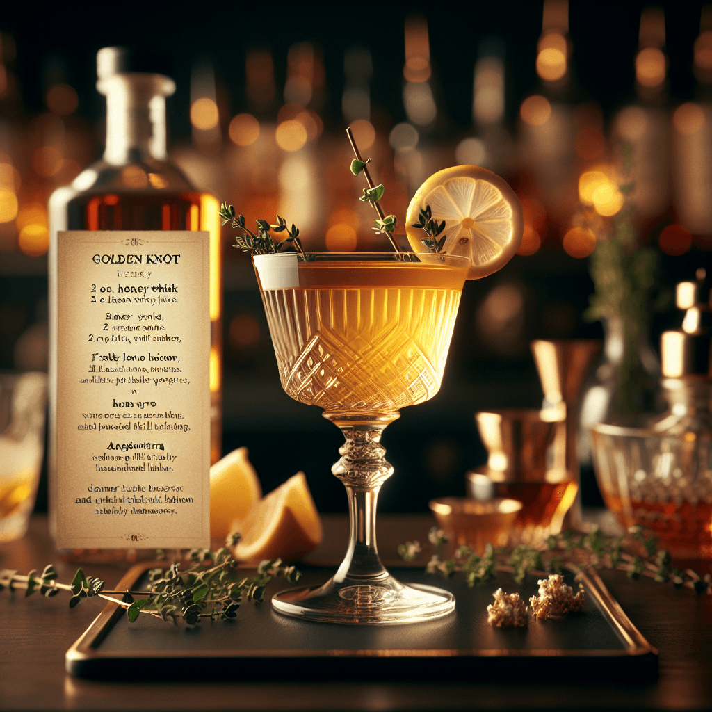 Golden Knot, Sophisticated honey whisky cocktail symbolizing marriage bonds