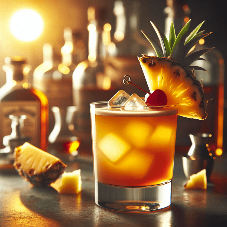 Golden Sunset Whiskey, Whiskey and pineapple cocktail with bitters ...