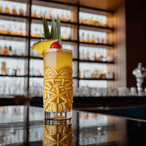 Golden Tiki Paradise, Exotic tiki cocktail with harmonious flavors and ...