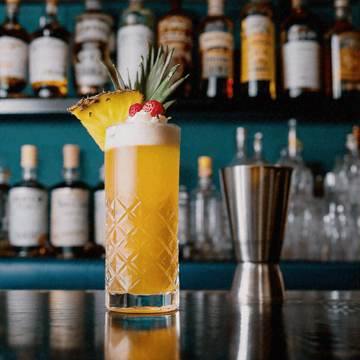 Golden Tropics Delight, Tropical cocktail with butterscotch schnapps ...