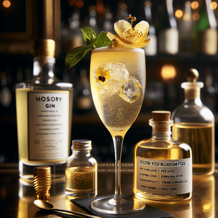 Golden Yuzu Blossom Fizz, Delicate sparkling cocktail with yuzu and ...