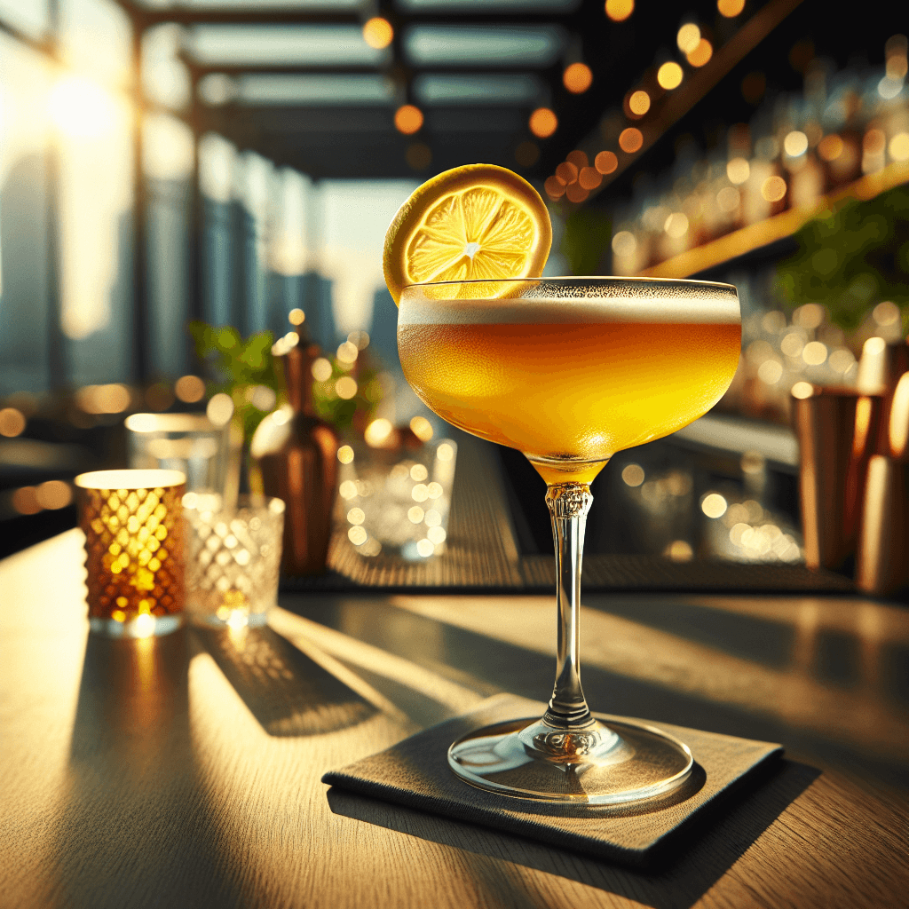 Golden Zest Elixir, Vibrant citrus cocktail with tequila, rum, and lemon