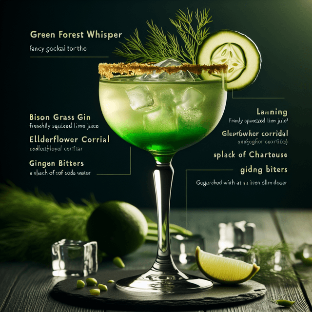 Green Forest Whisper, Earthy cocktail with Bison Grass Gin and natural ...
