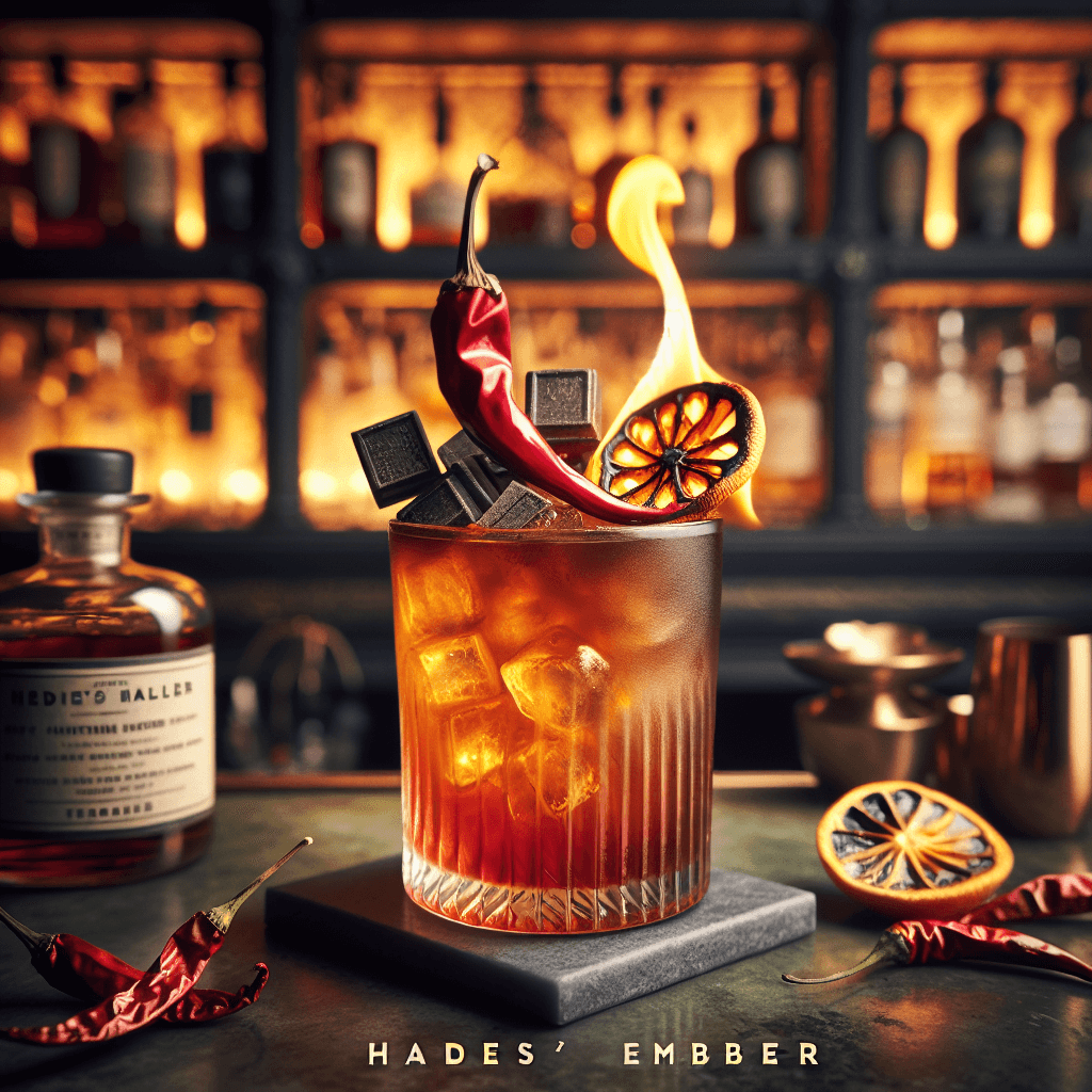 Hades' Ember, Underworld-inspired cocktail with whiskey, chili, walnut ...