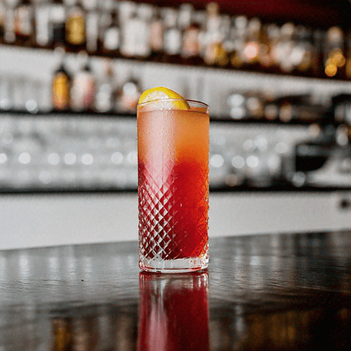 Hibiscus Sunset Splash, Vibrant tropical sunset cocktail with floral ...