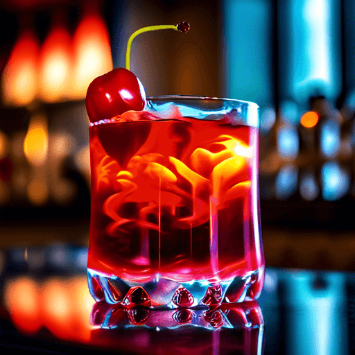 Inferno Cherry Spark, Fiery cherry cocktail with Fireball and 151 Rum