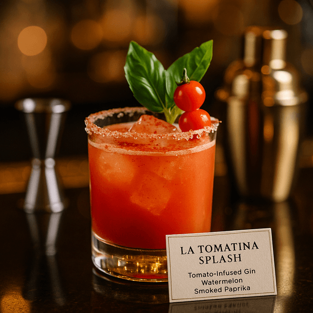 La Tomatina Splash, Vibrant cocktail celebrating Spain's Tomatina Festival