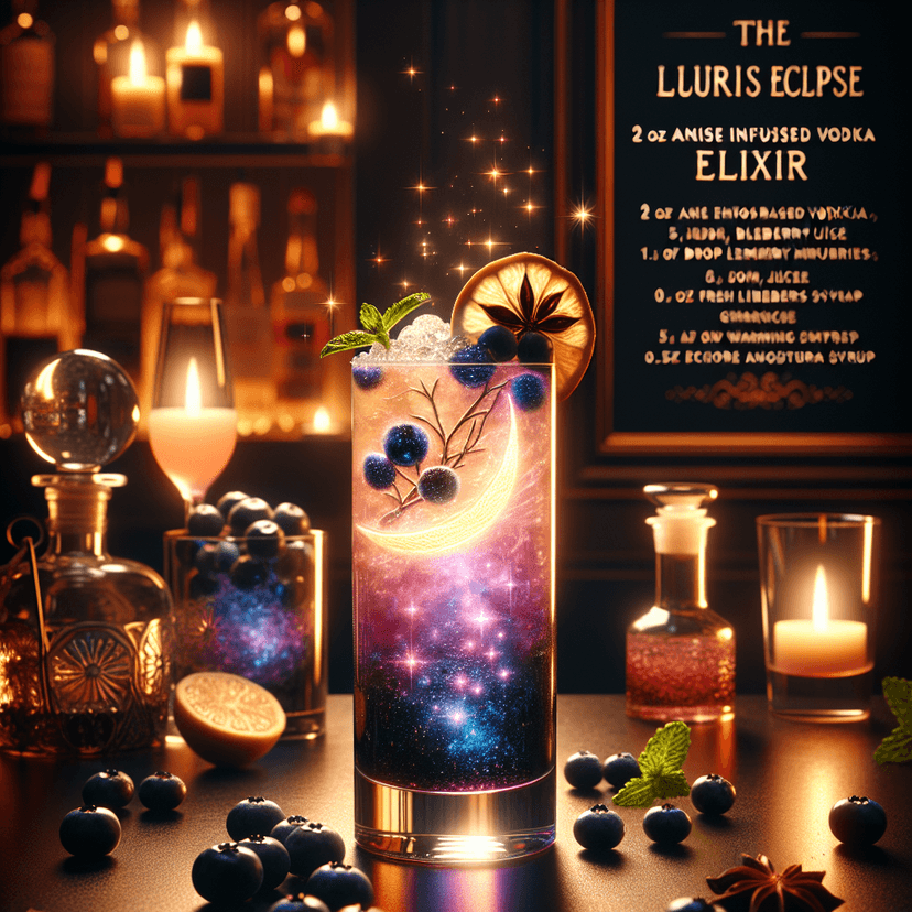 Lunar Eclipse Elixir, Mystical cocktail with star anise, blueberries ...