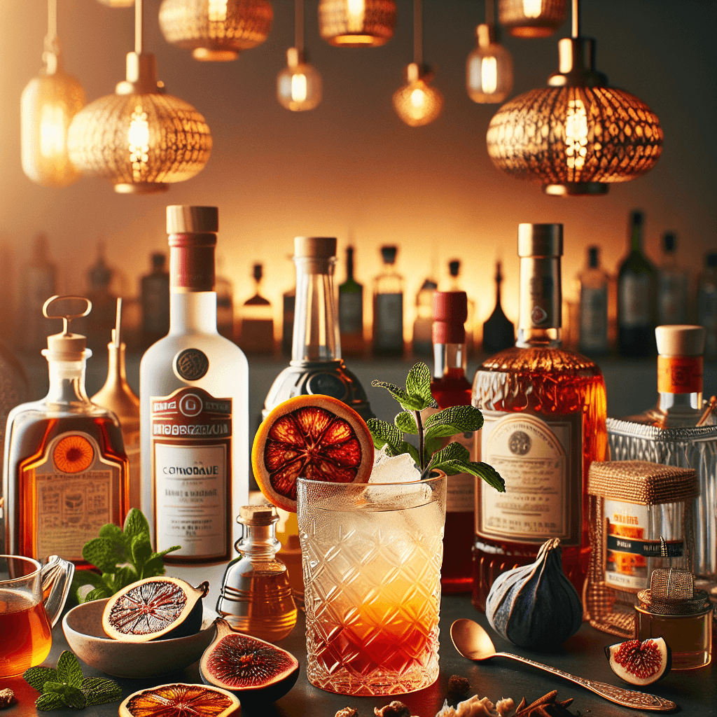 Marrakech Sunset, Moroccan-inspired cocktail with fig-infused vodka and ...