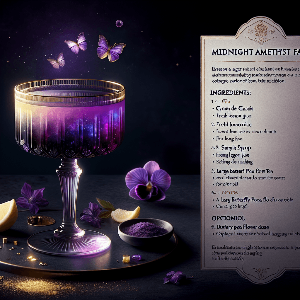 Midnight Amethyst Fade, Twilight-inspired cocktail with color transition