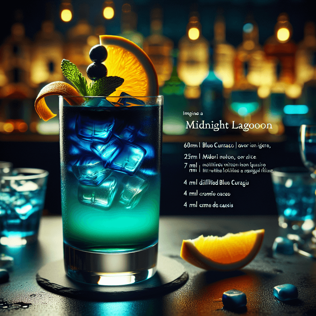 Midnight Lagoon, Captivating cocktail with vibrant colors and ...