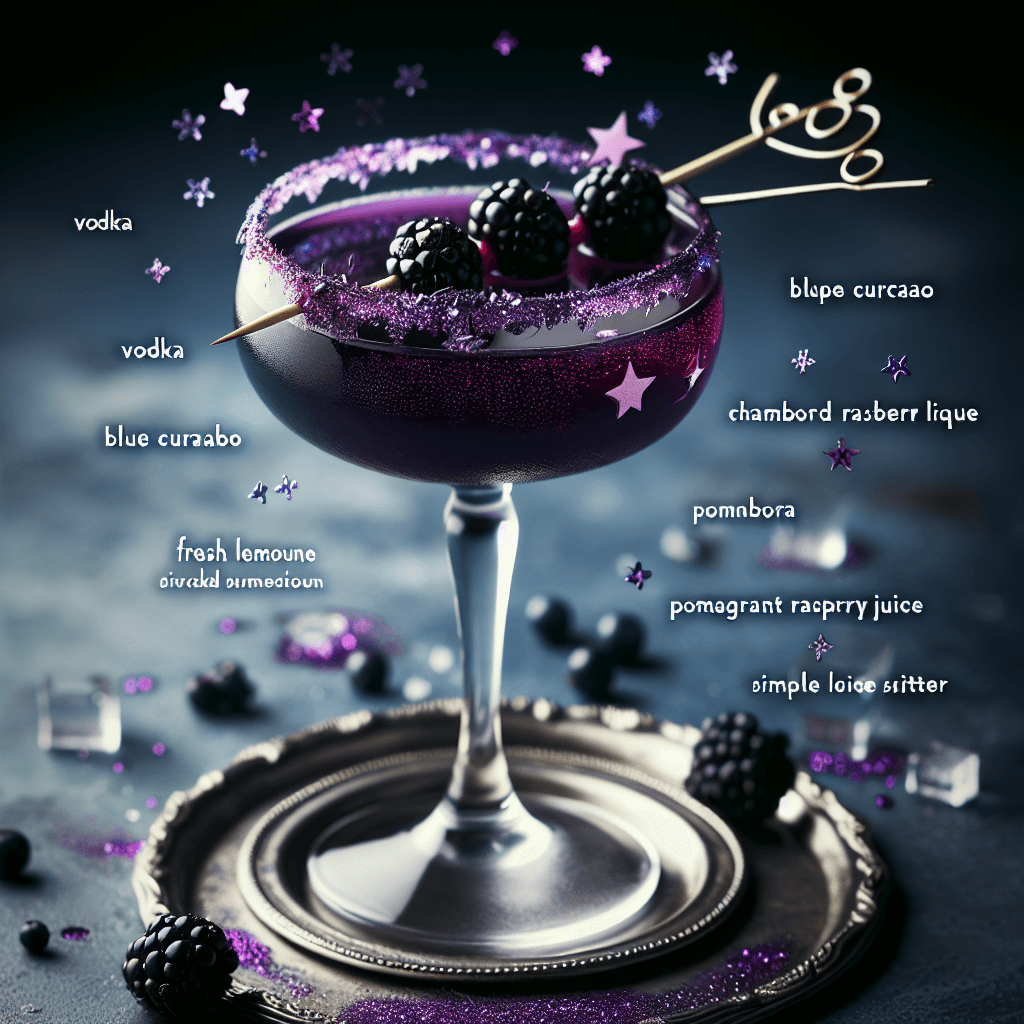 Midnight Whisper Captivating Emo Themed Cocktail With Deep Purple Hue
