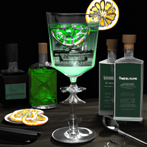 NieR Libation, Gin and absinthe cocktail with lime and thyme